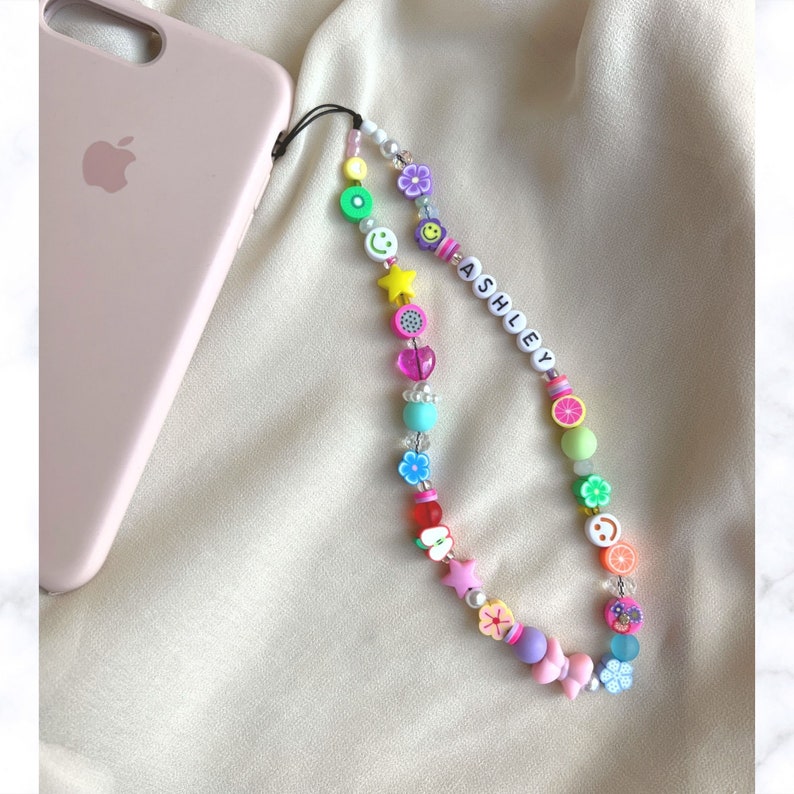 Funky Long Phone Charm Y2K Rainbow Phone Charm Smile Beads | Etsy