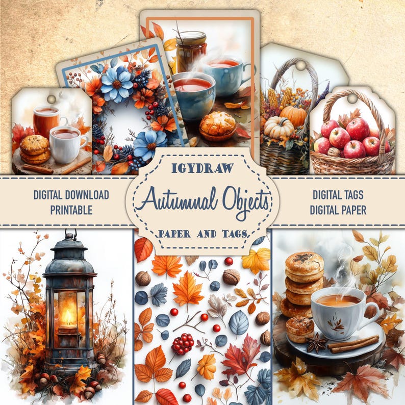Digital Tags, Ephemera Kit, 30 Pages of Paper + 15 Double Pages, 3 ...