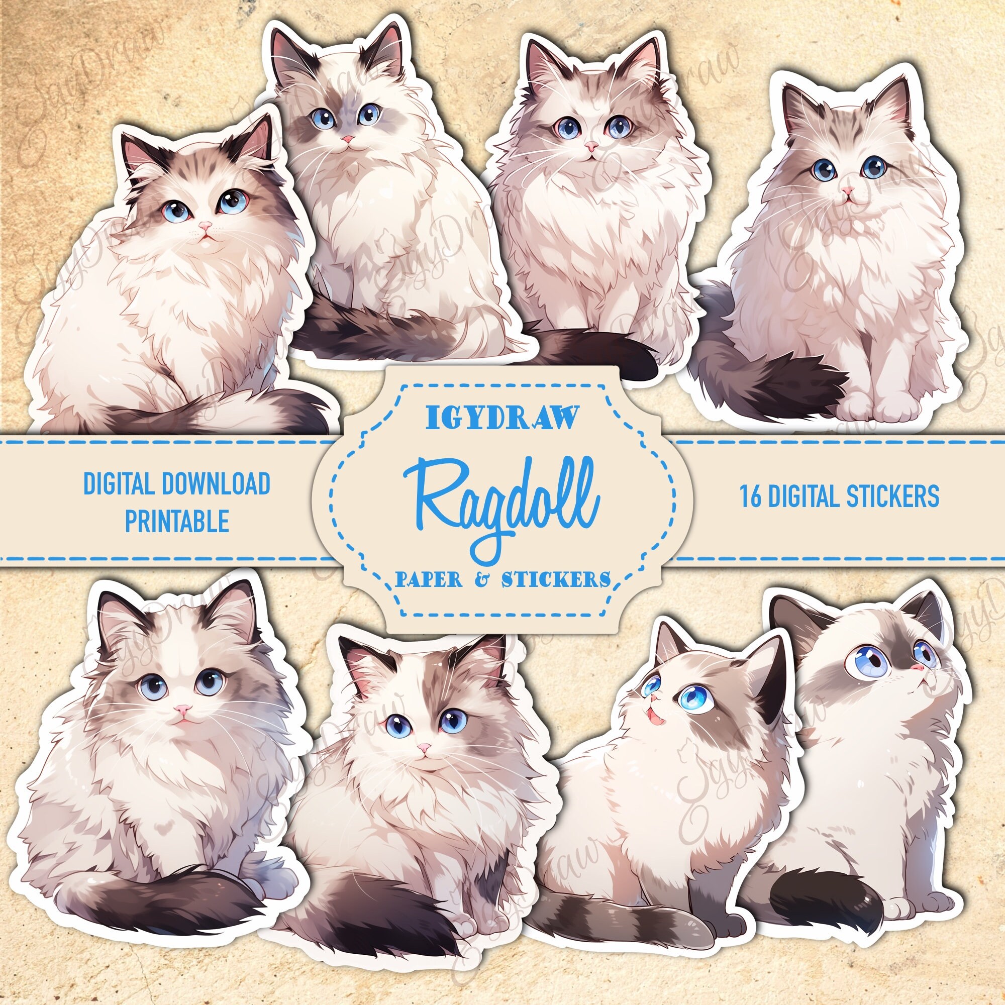 Printable Stickers, Junk Journal Kit, Digital Paper, 20 Pages + 16 ...