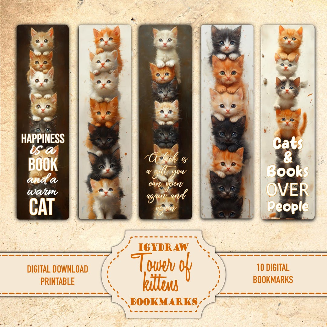 Set of 10 Printable Bookmarks, Bookmark Quote, Digital Bookmarks, Tower ...
