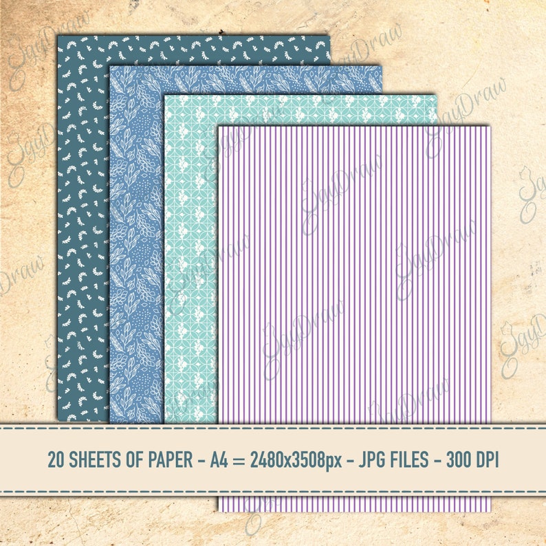 Printable Stickers, Junk Journal Kit, Digital Paper, 20 Pages 9 Digital ...