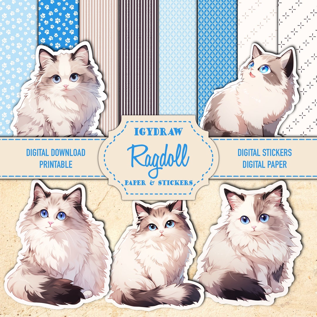 Printable Stickers, Junk Journal Kit, Digital Paper, 20 Pages + 16 Digital Stickers, A4 Digital ...