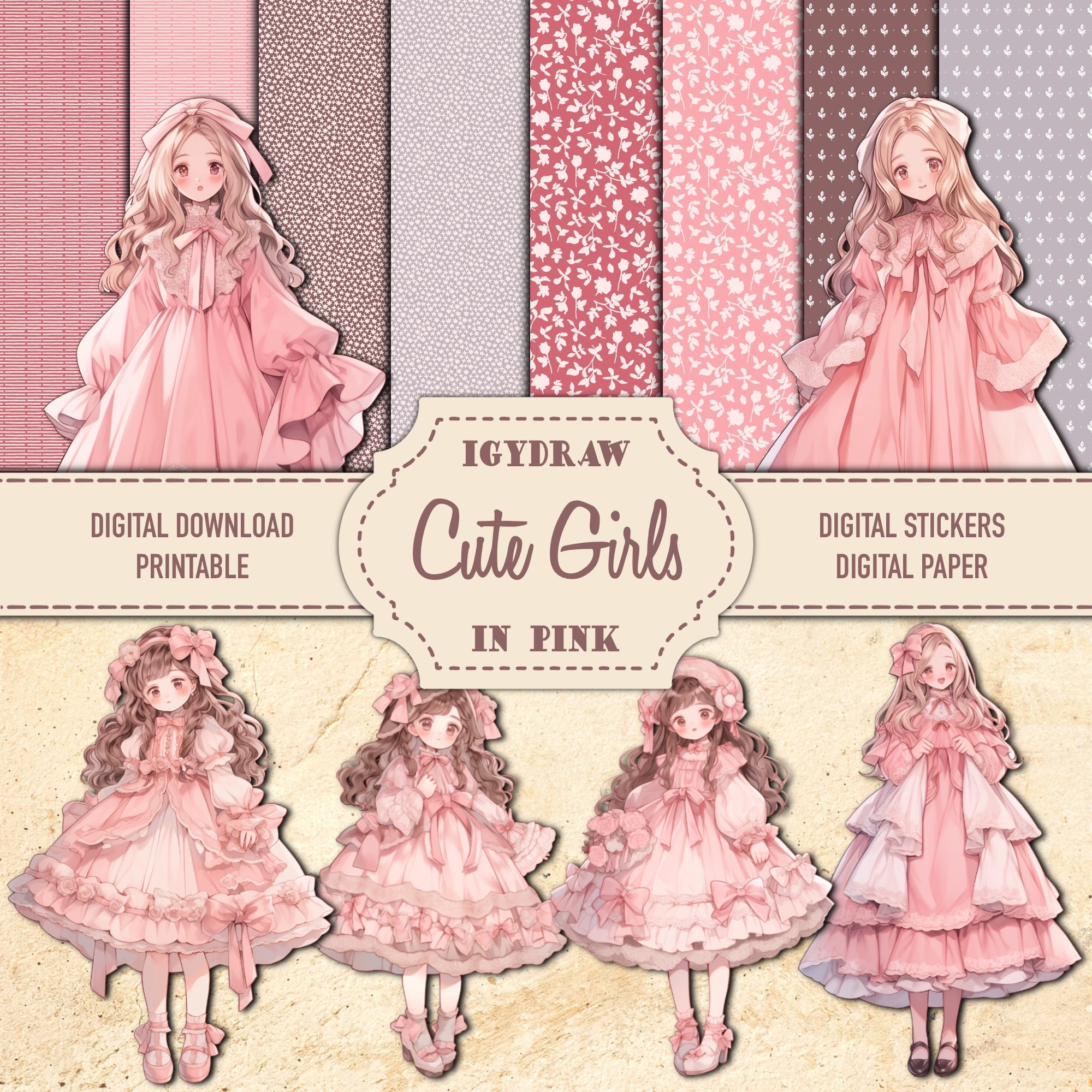 Printable Stickers, Junk Journal Kit, Digital Paper, 20 Pages + 10 ...