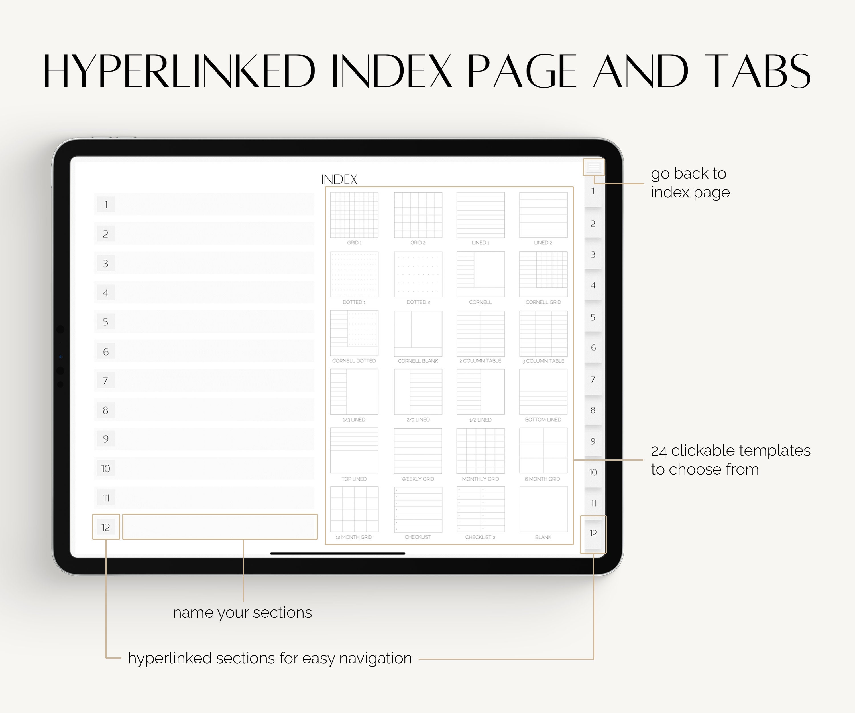 12 Tab Digital Notebook Goodnotes Landscape Digital Notebook - Etsy