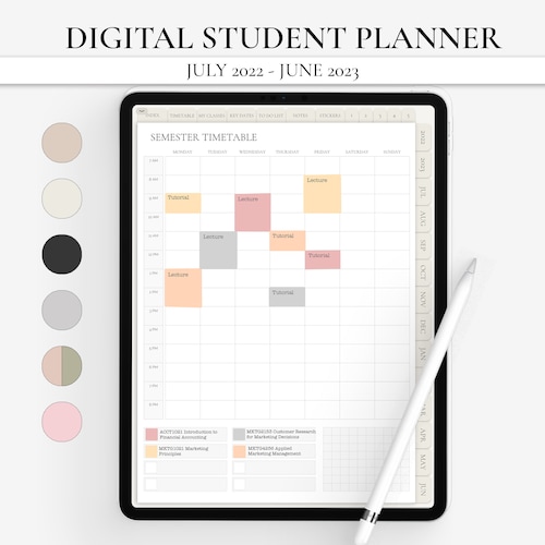 Student Digital Planner for Goodnotes Notability Academic - Etsy