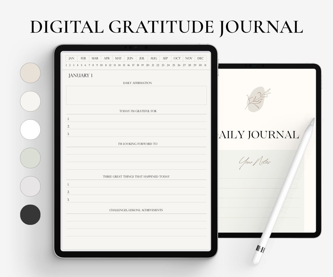 Digital Gratitude Journal, 366 Daily Gratitude Pages, Daily Reflection ...