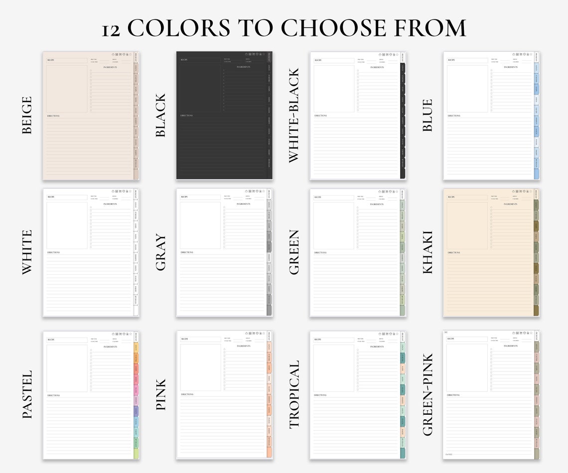 Digital Recipe Book for Goodnotes Notability Digital Ipad - Etsy