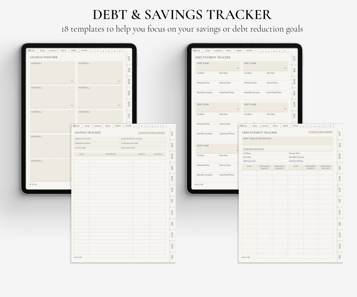 Digital Finance Planner Budget Planner Finance Tracker - Etsy