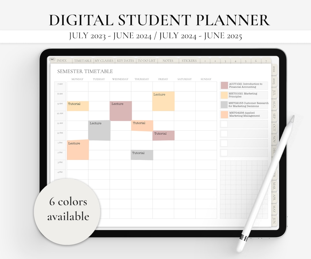 2024-2025 Student Digital Planner Goodnotes, Academic Planner, Digital ...