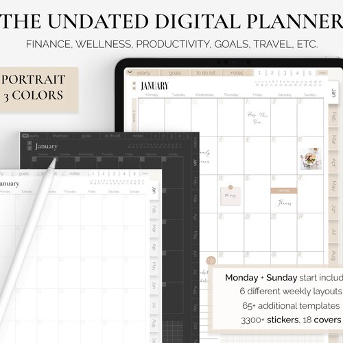 2023 2024 Undated Digital Goodnotes Planner Notability - Etsy