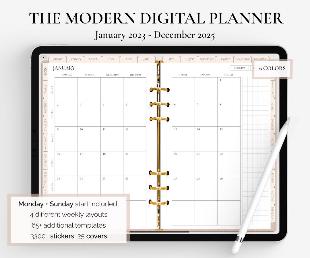 2024 2025 Digital Planner, Goodnotes Planner, iPad Planner, Daily ...