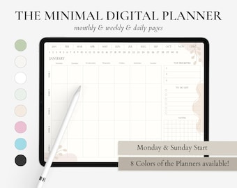 Undated Digital Planner Landscape Planner Hyperlinked - Etsy