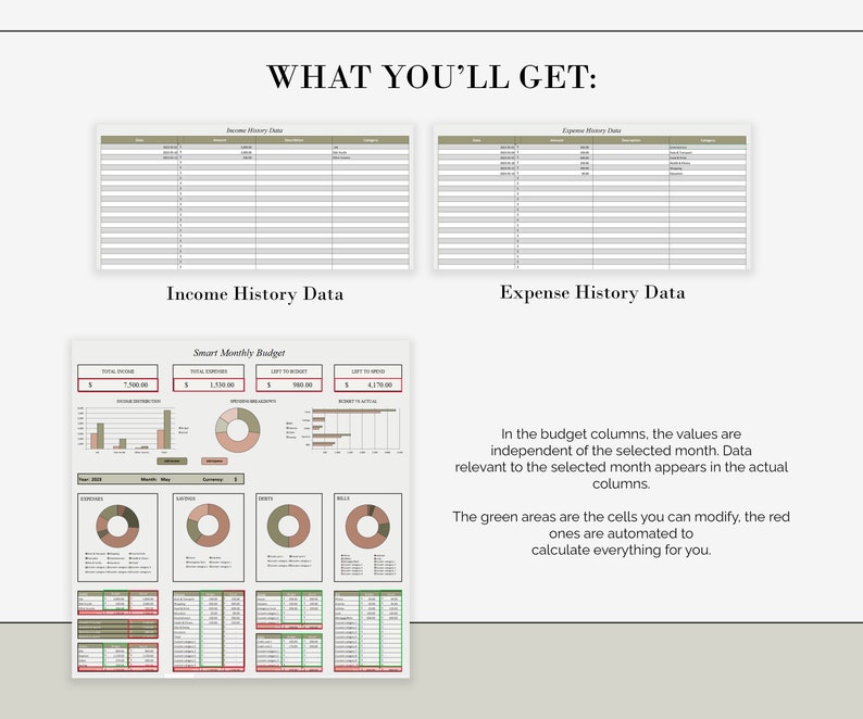 Excel Budget Template Monthly Budget Planner Budget - Etsy