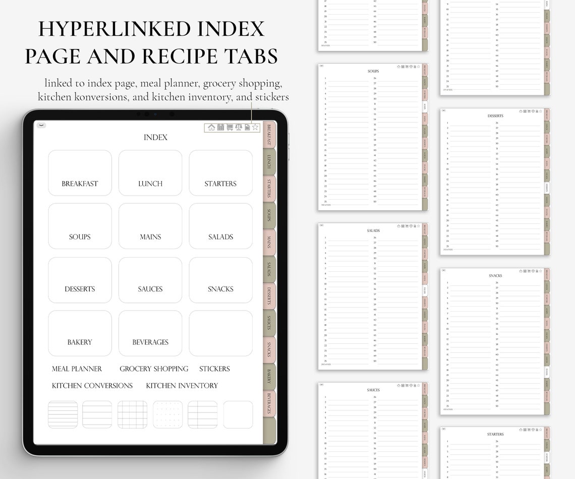 Digital Recipe Book for Goodnotes Notability Digital Ipad - Etsy