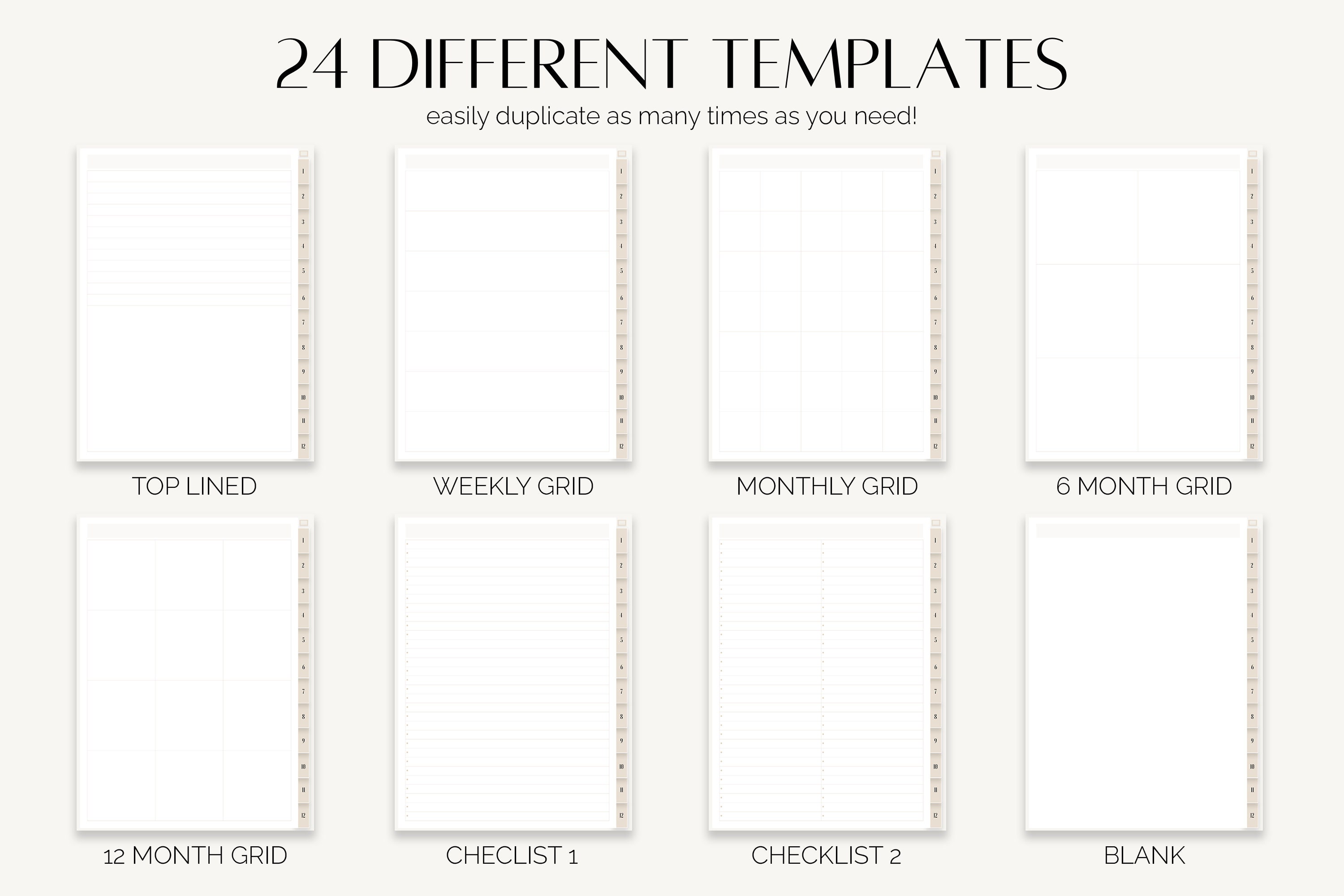 Portrait Digital Notebook Goodnotes 12 Tab Digital Notebook - Etsy