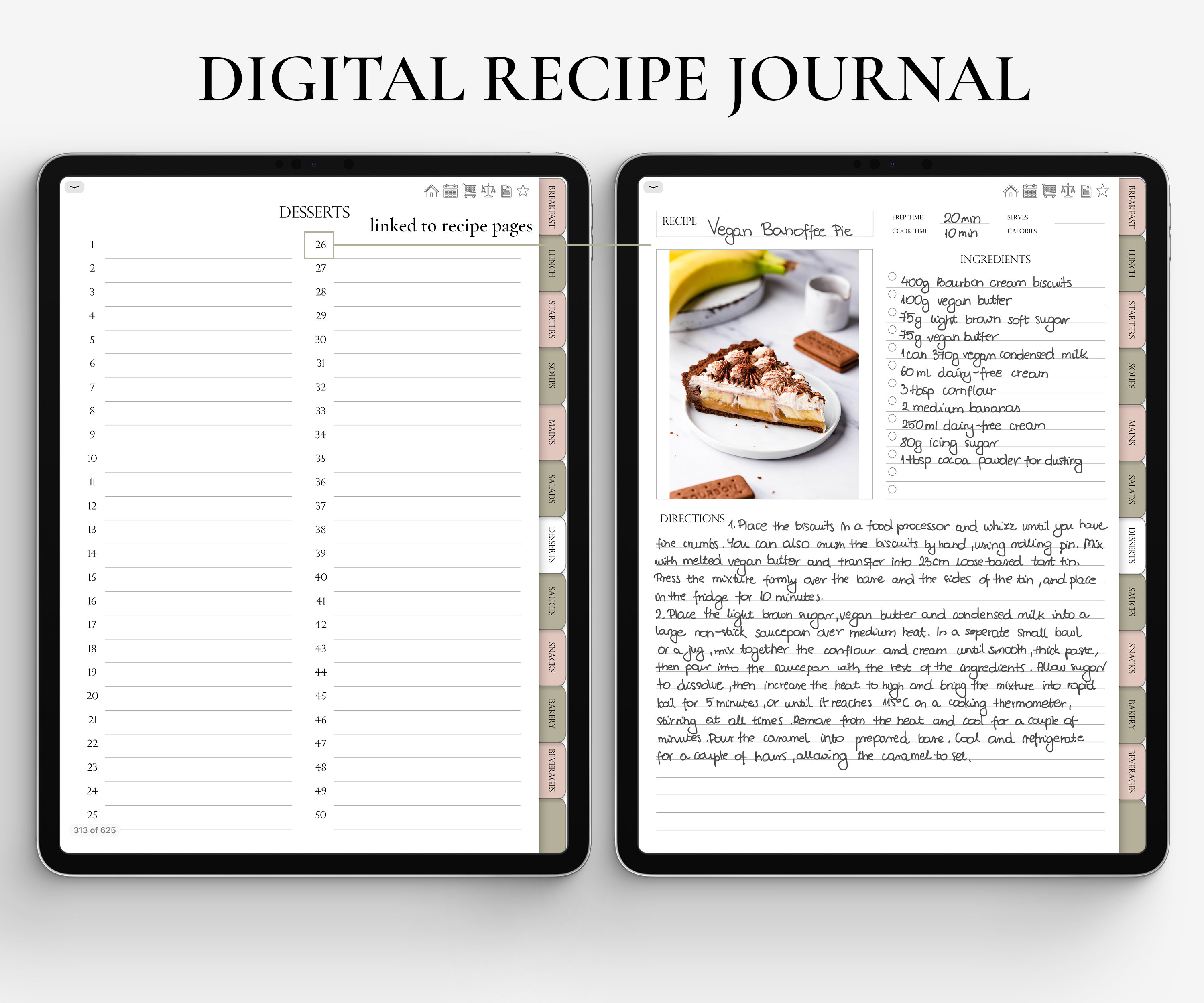 Digital Recipe Book for Goodnotes Notability Digital Ipad - Etsy