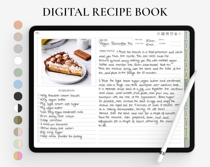 Digital Recipe Book for Goodnotes, Notability, Digital iPad Recipe ...