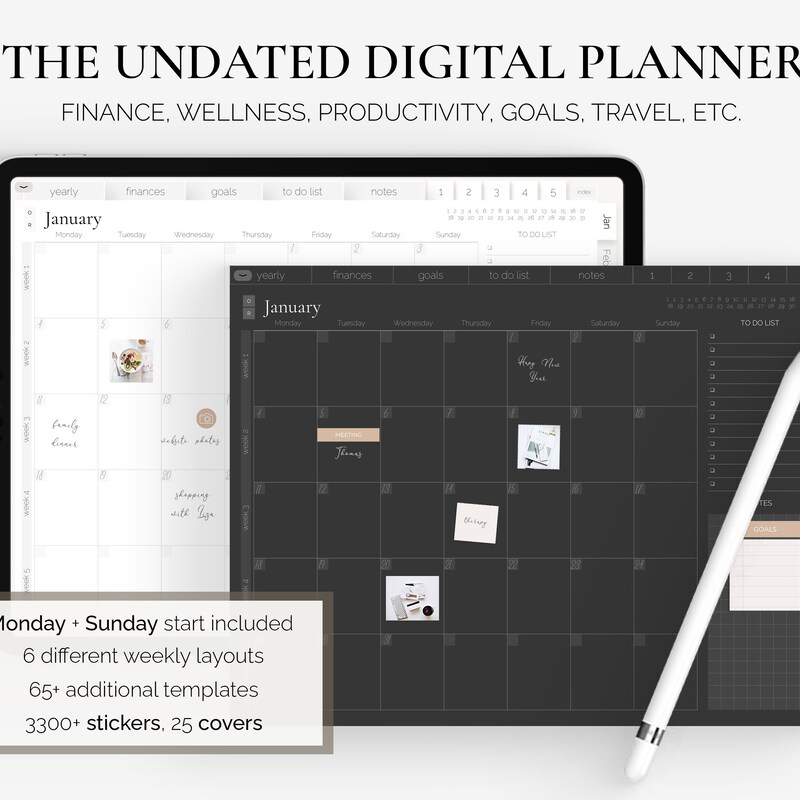 Undated Digital Planner - Etsy