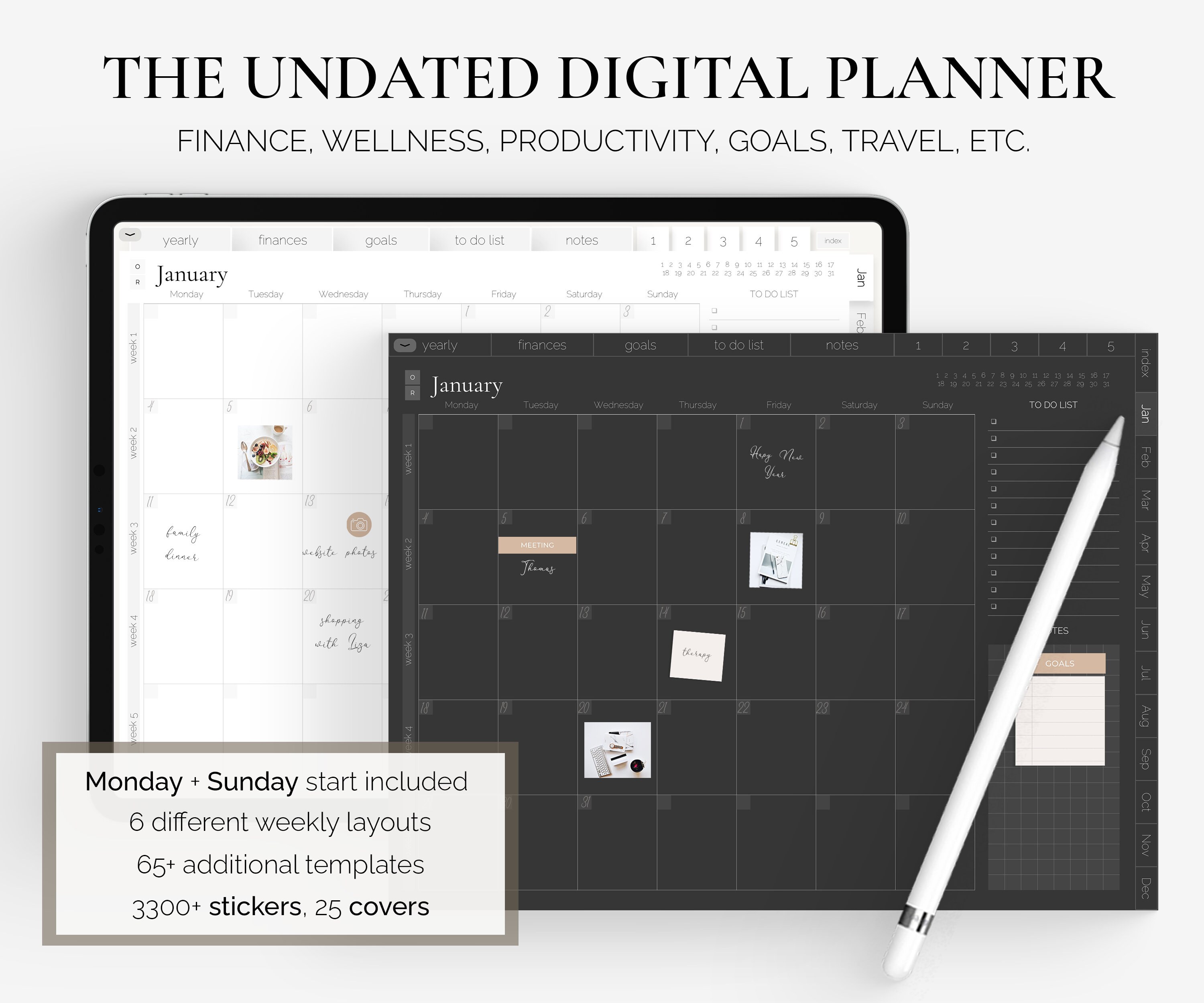 Undated Digital Planner Goodnotes Planner Ipad Planner - Etsy UK