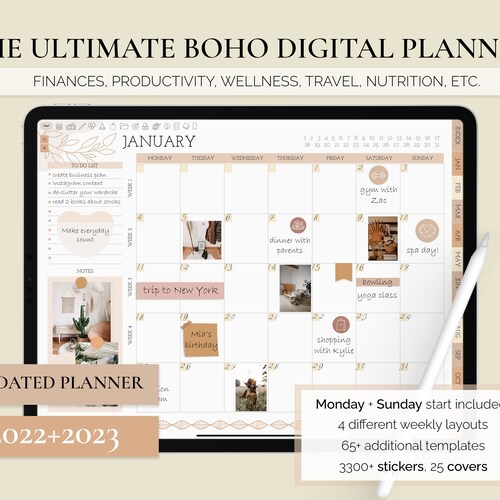 Undated Digital Planner Binder Goodnotes Planner Notability - Etsy