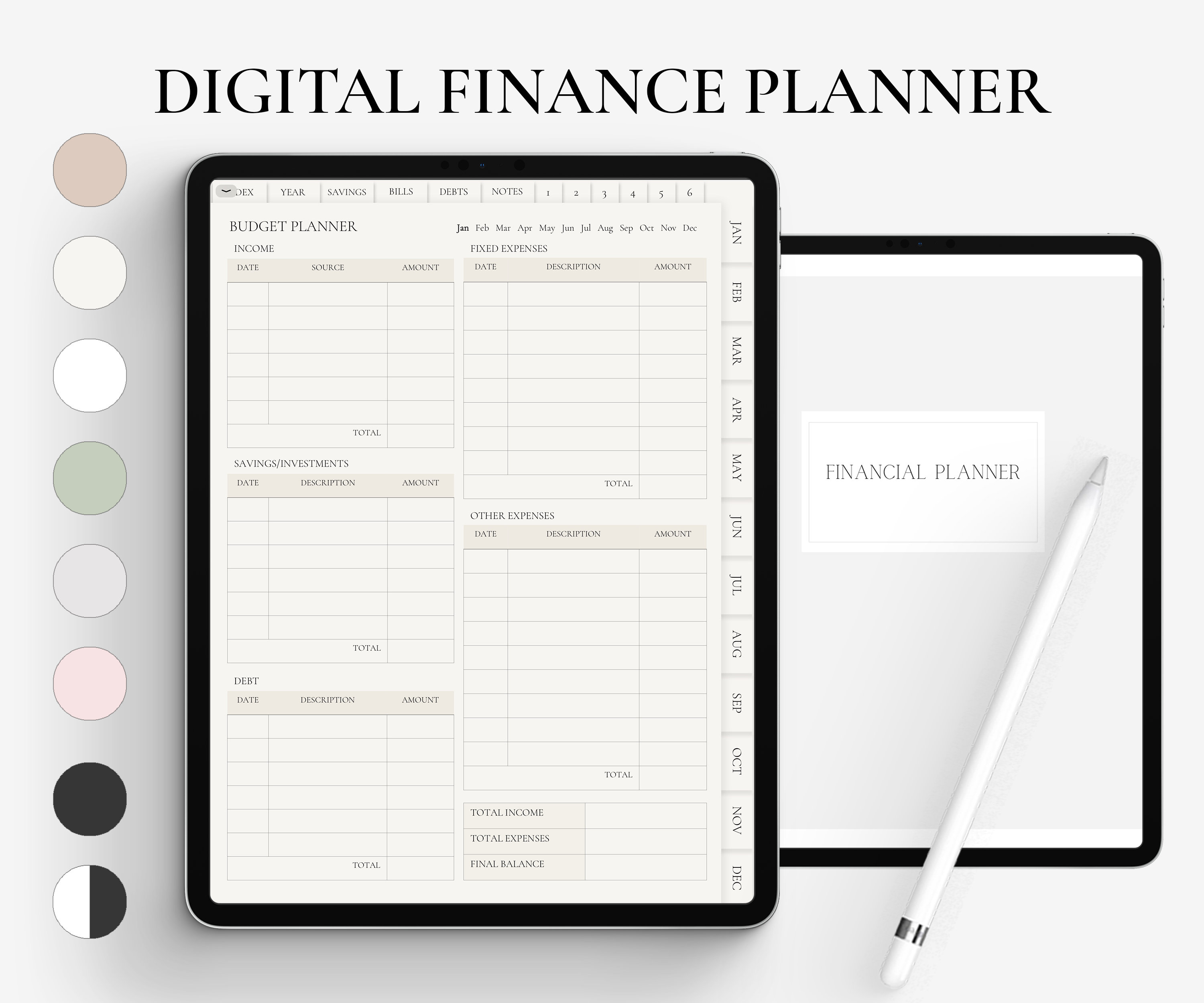 Digital Finance Planner Budget Planner Finance Tracker - Etsy