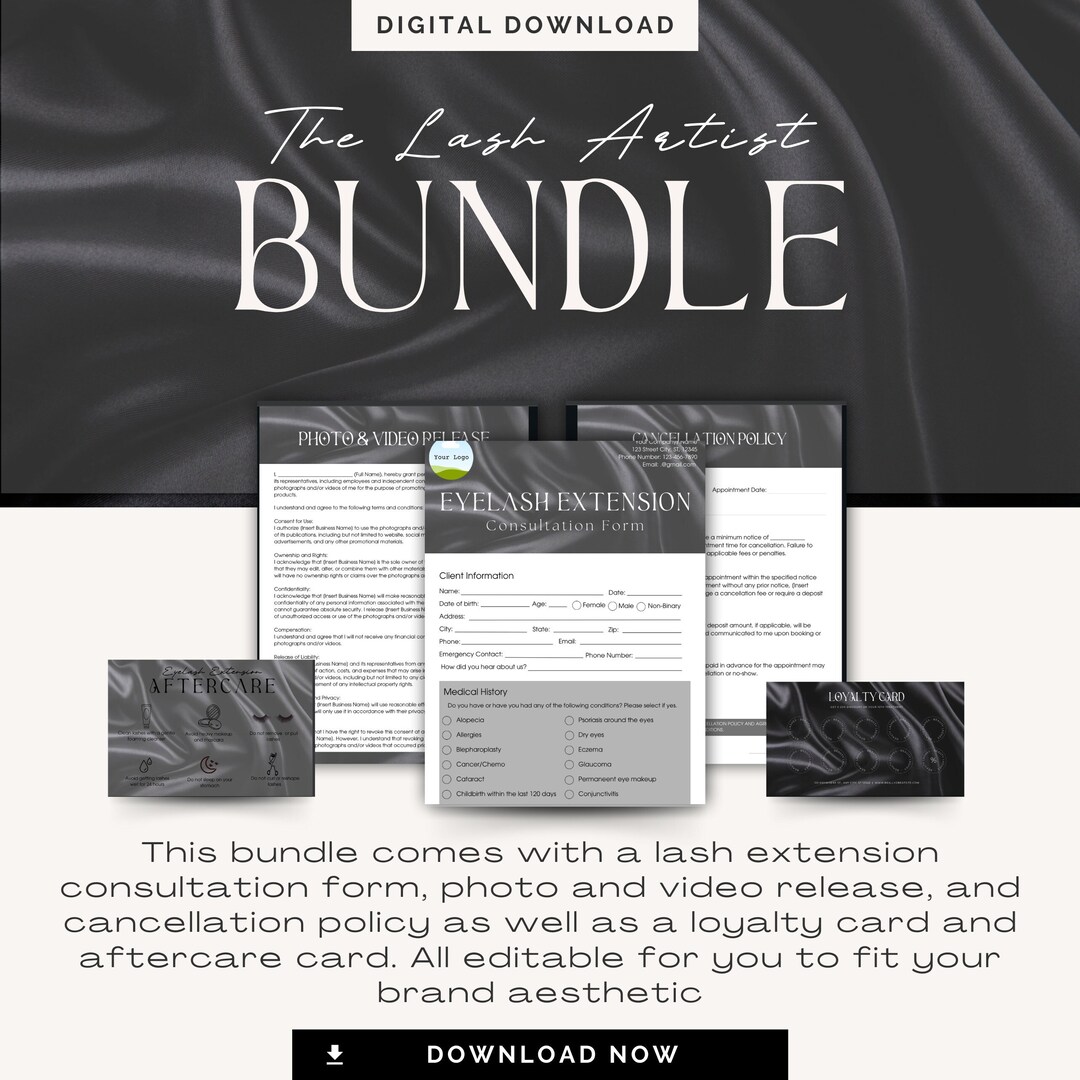 Lash Artist Bundle - Extensions Consultation Form, Video and Photo ...