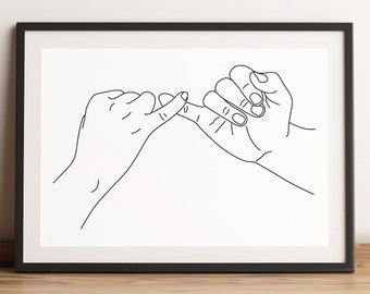 Couple Holding Hands, Pinky Promise Art, Above Bed Decor, Pinky Swear ...