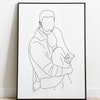 Abstract Couple One Line Art Drawing Romantic Poster Minimalist Couple ...