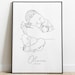 Personalized Family of Five Line Art Print, Three Kids Family ...