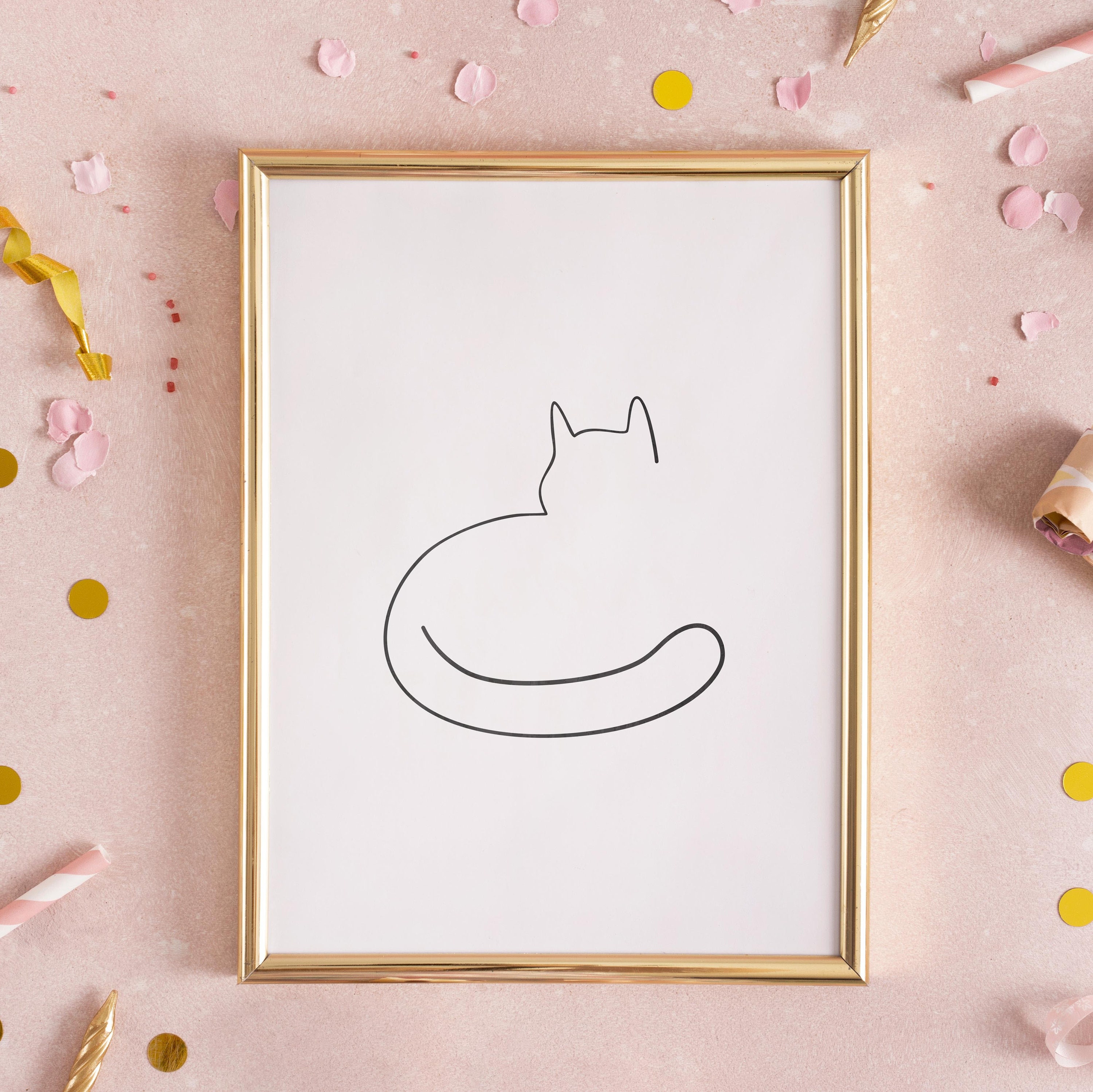 Abstract Cat One Line Art Print Simple Line Cute Cat Soft - Etsy