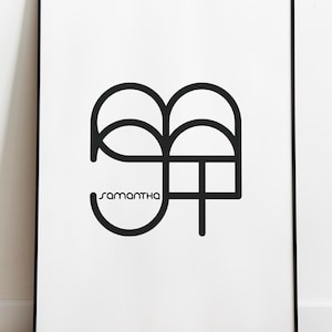 Custom Name Logo Geometric Line Art Design, DIGITAL FILES - Etsy