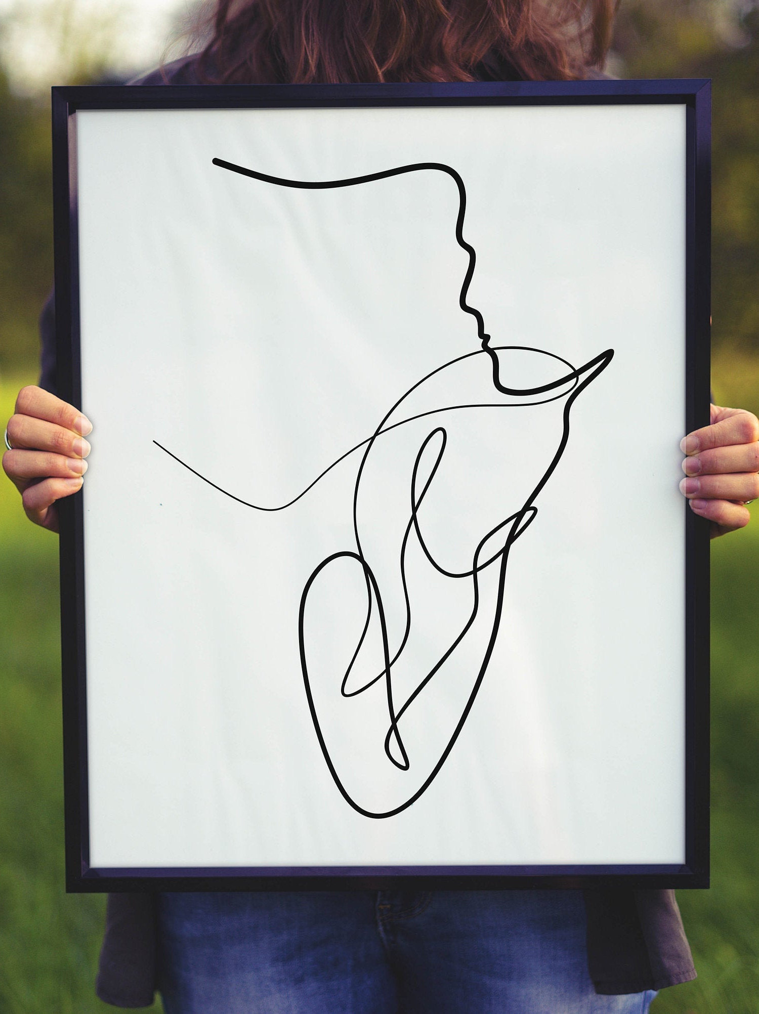 Abstract Couple Embrace Line Art Print, One Single Line, Minimalist ...