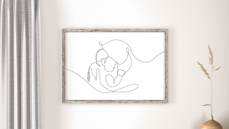Mom and Baby One Line Art Single Line Drawing Mother and - Etsy