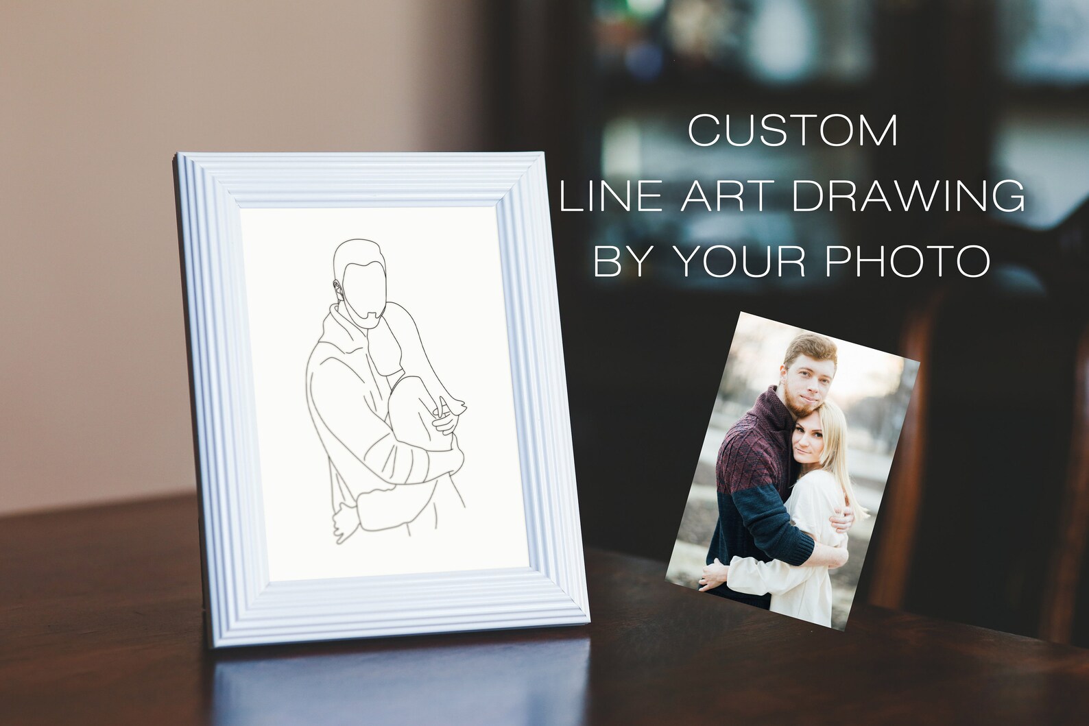 Custom Line Drawing From Photo, Christmas Gifts Idea, Faceless Family ...