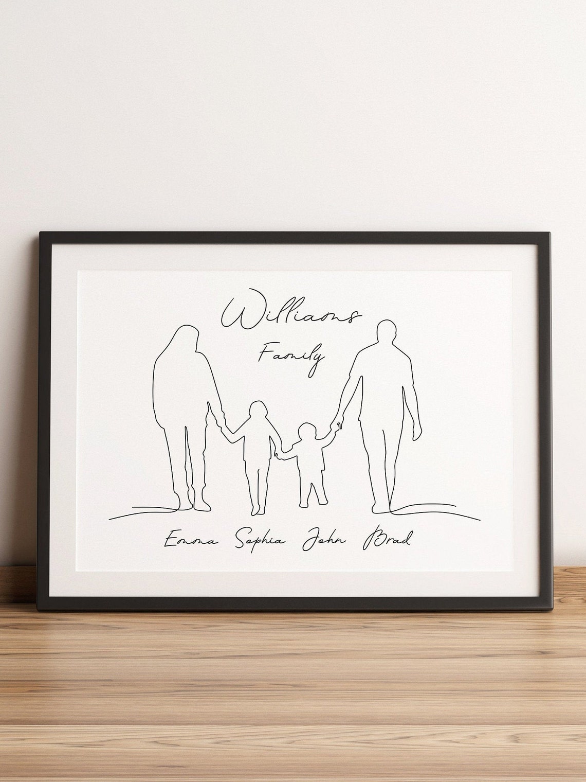 Personalized Family Line Art Print Family Minimalist Line - Etsy