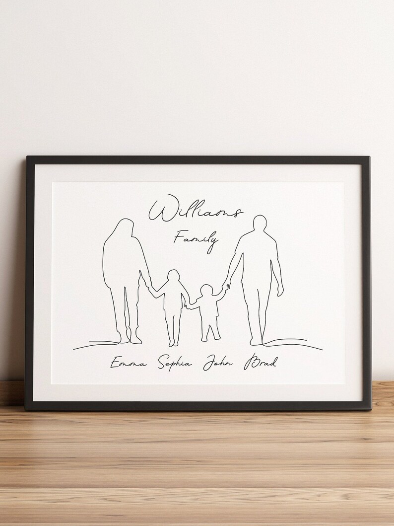 Personalized Family Line Art Print, Minimalist Home Decor (digital) - Etsy