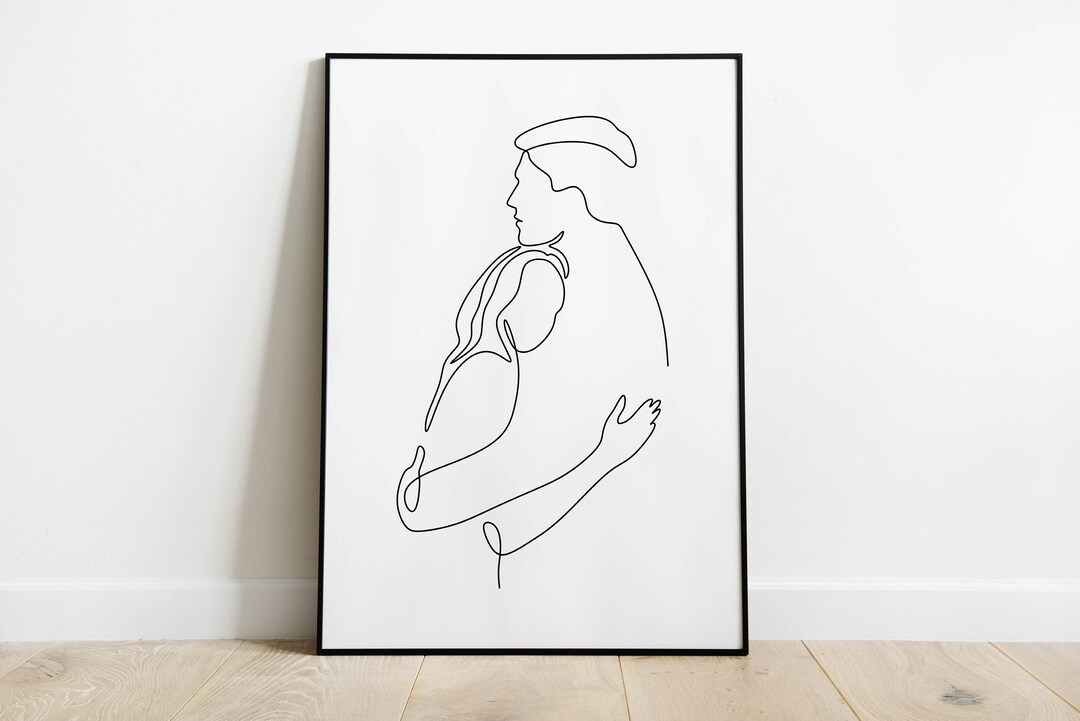 Abstract Couple One Line Art Drawing Romantic Poster Minimalist Couple ...