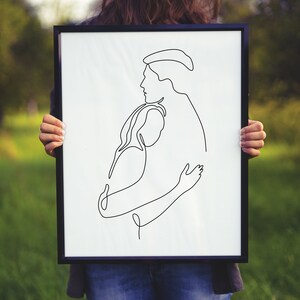 Abstract Couple One Line Art Drawing Romantic Poster Minimalist Couple ...