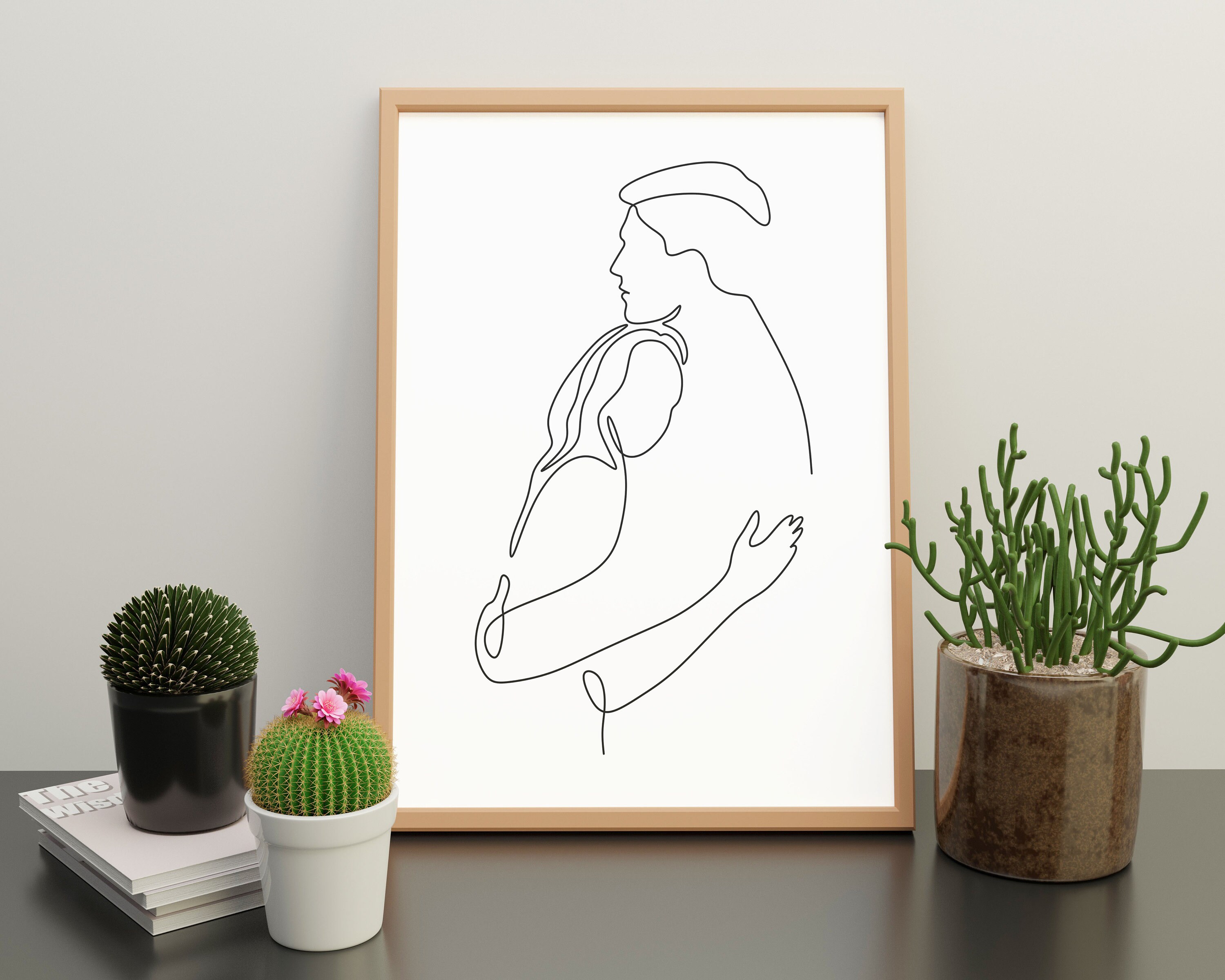 Abstract Couple One Line Art Drawing Romantic Poster Minimalist Couple ...