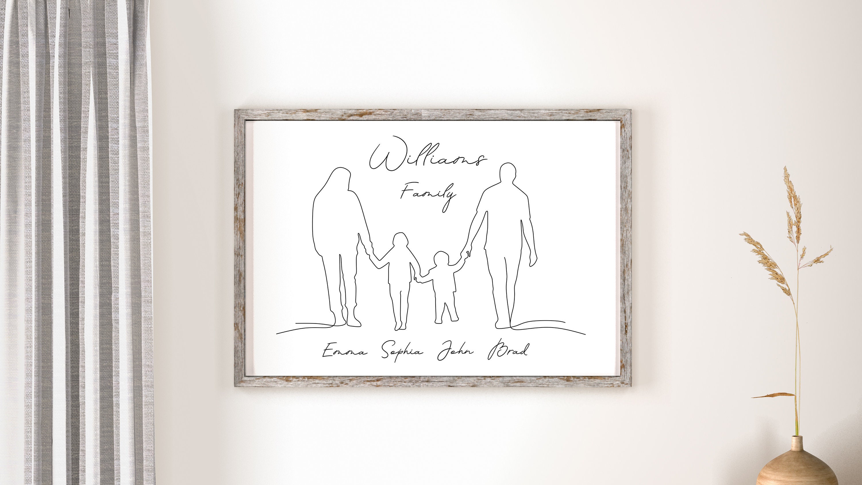 Personalized Family Line Art Print, Minimalist Home Decor (digital) - Etsy