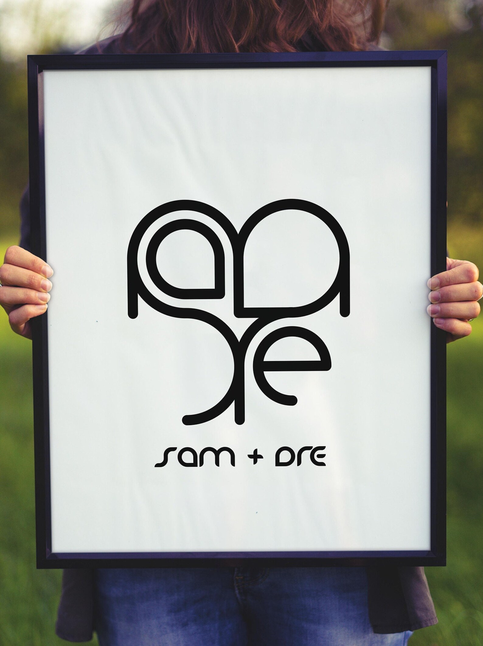 Animated Couple Names Custom Logo Geometric Line Art Design, Wedding or ...