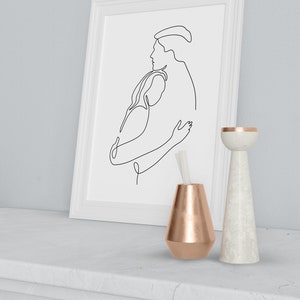 Abstract Couple One Line Art Drawing Romantic Poster Minimalist Couple ...