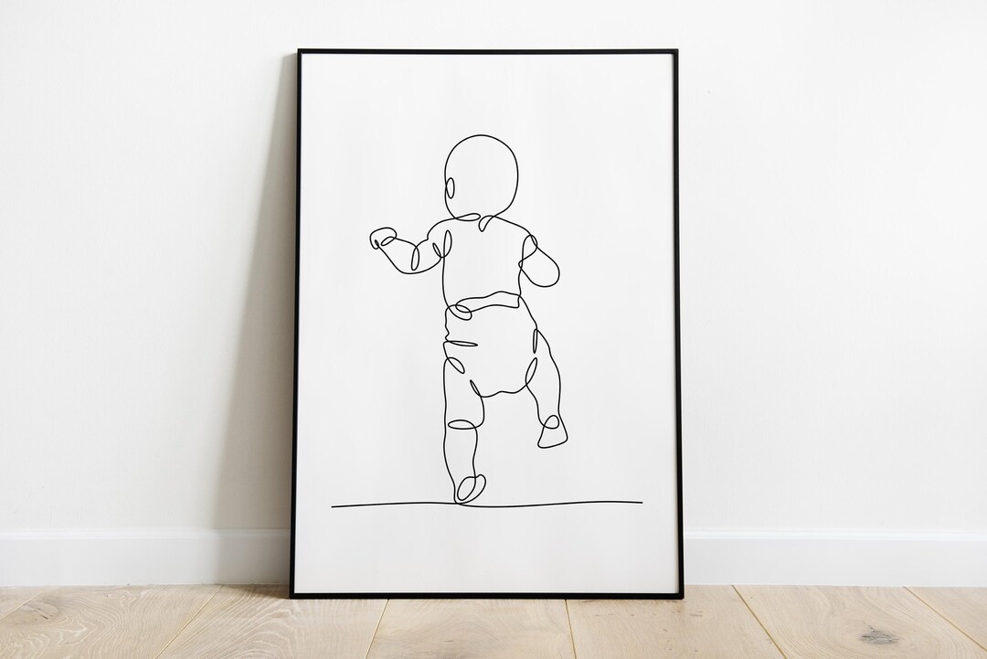 Abstract Child One Line Print, Baby Single Line Art Wall Decor, Nursery ...
