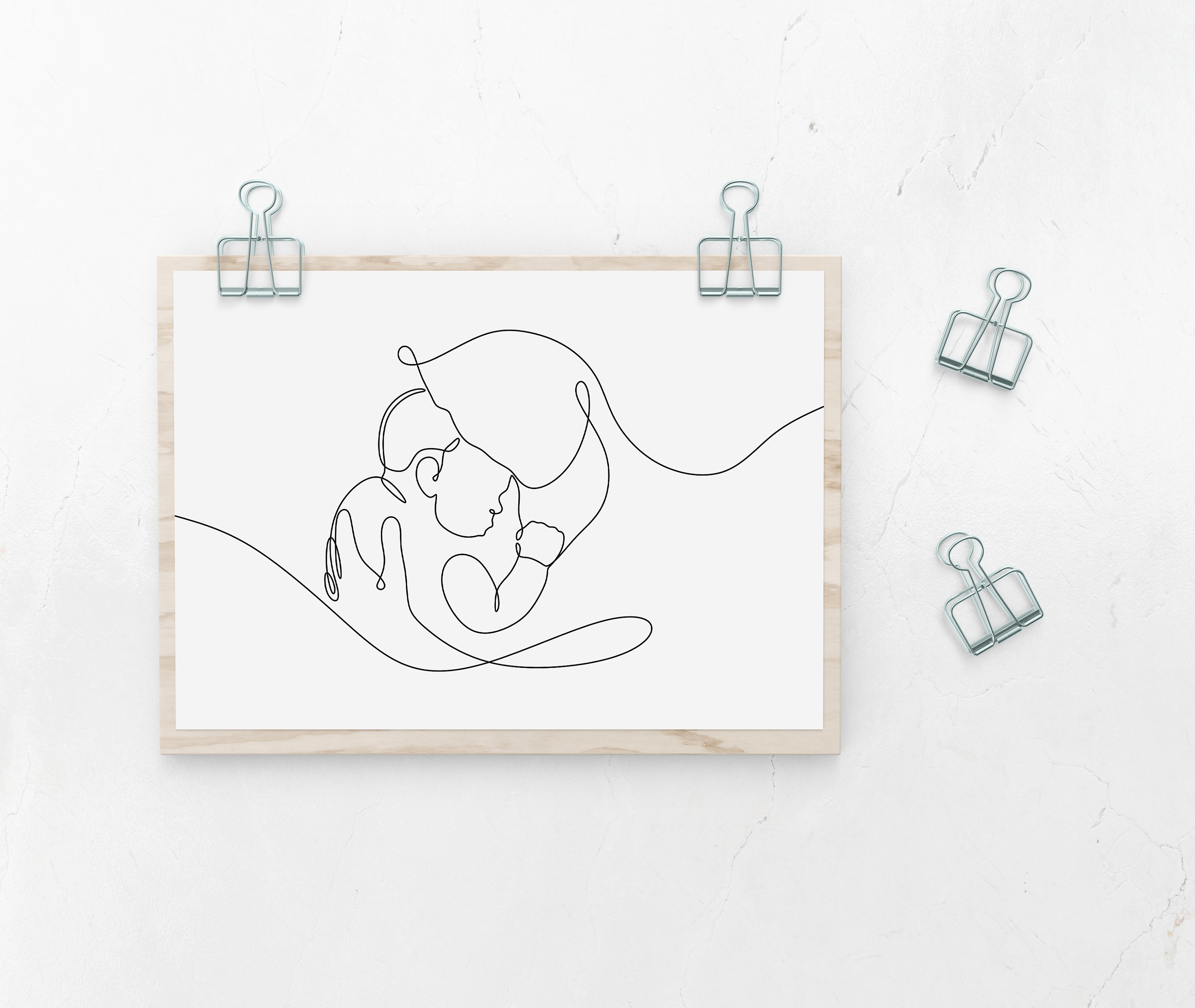 Mom and Baby One Line Art single Line drawing Mother and | Etsy