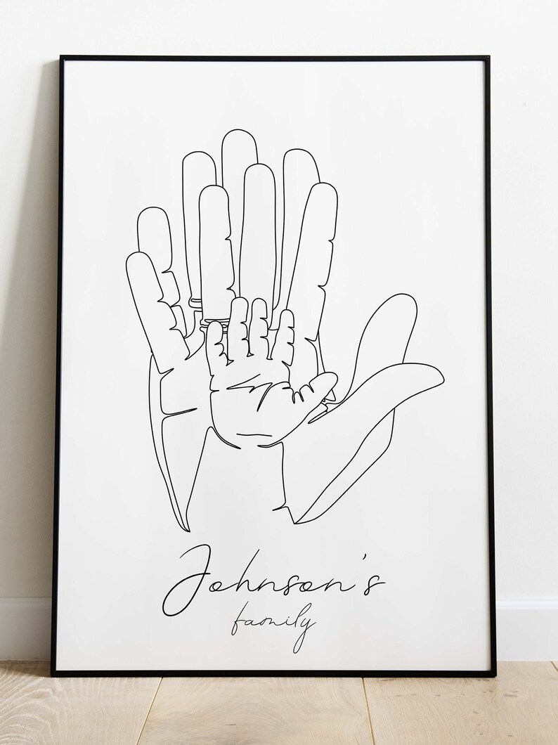 Custom Combination Line Art, Family Hands Print, Digital Files - Etsy