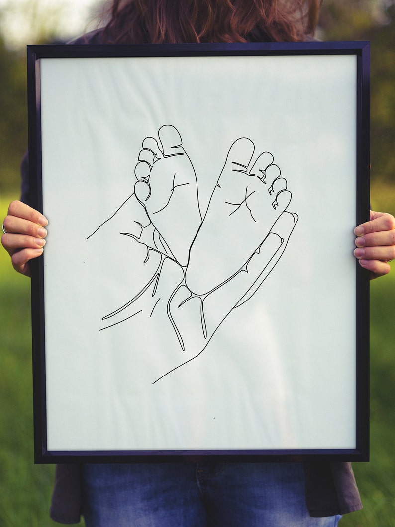 Baby Feet Line Art Drawing Nursery Print Family Wall Art - Etsy