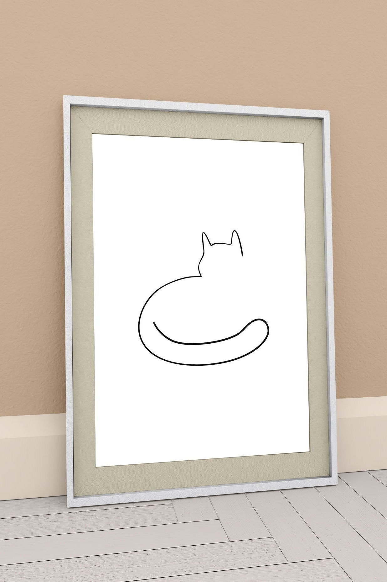 Abstract Cat One Line Art Print Simple Line Cute Cat Soft - Etsy
