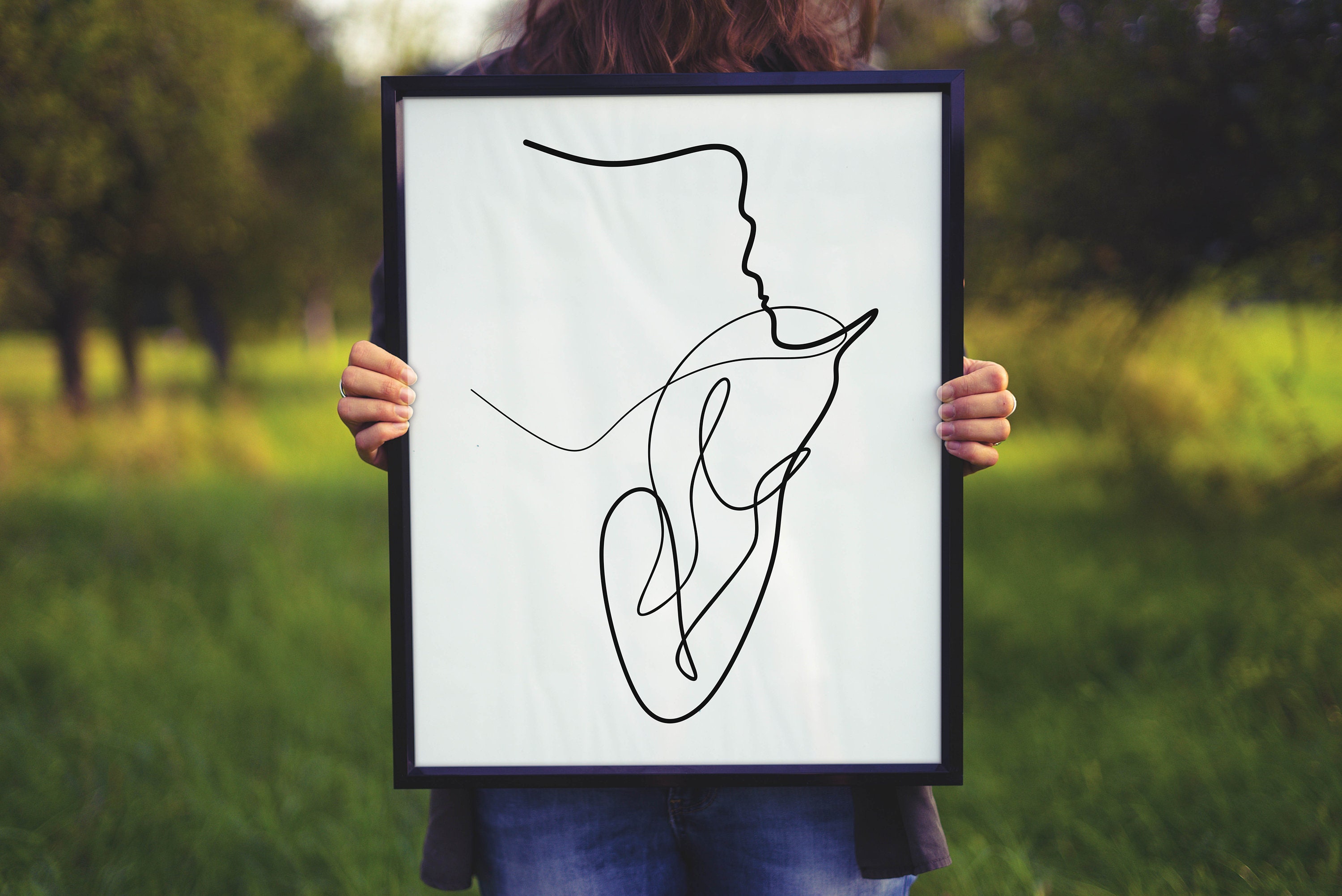 Abstract Couple Embrace Line Art Print, One Single Line, Minimalist ...