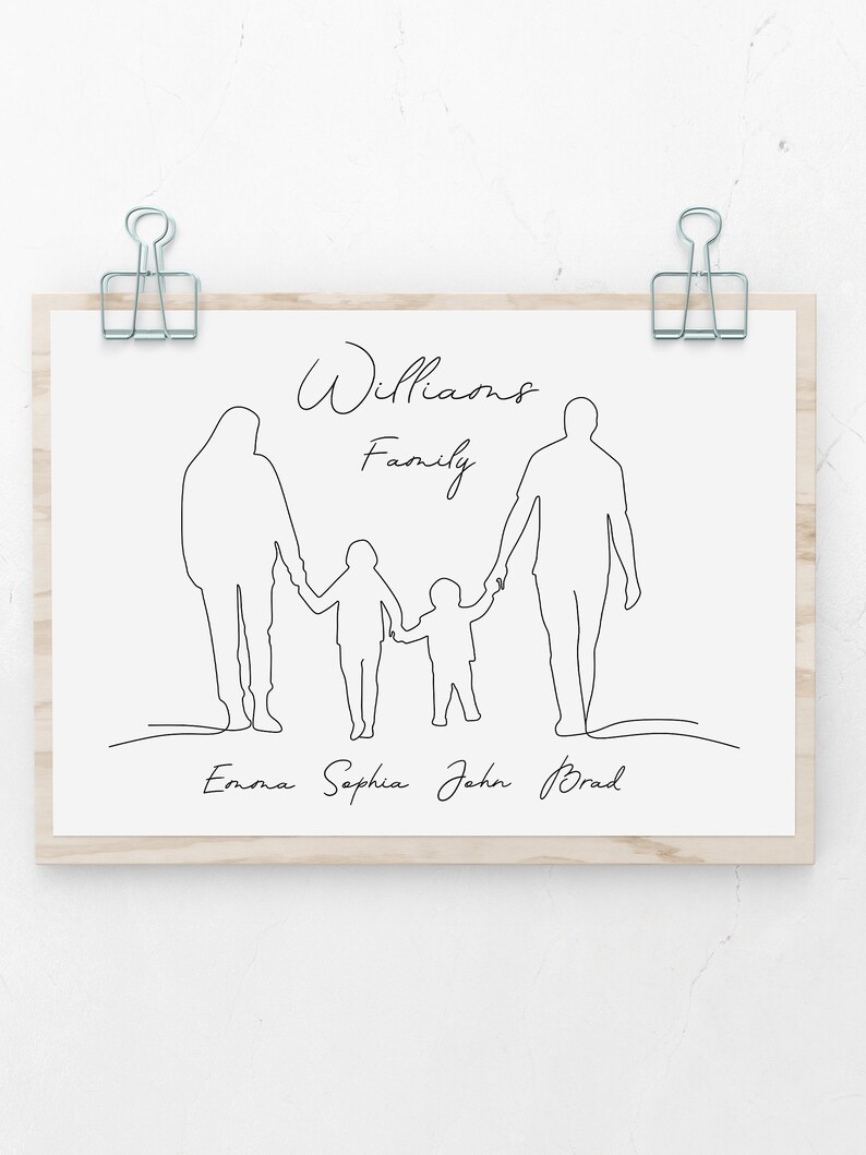 Personalized Family Line Art Print, Minimalist Home Decor (digital) - Etsy