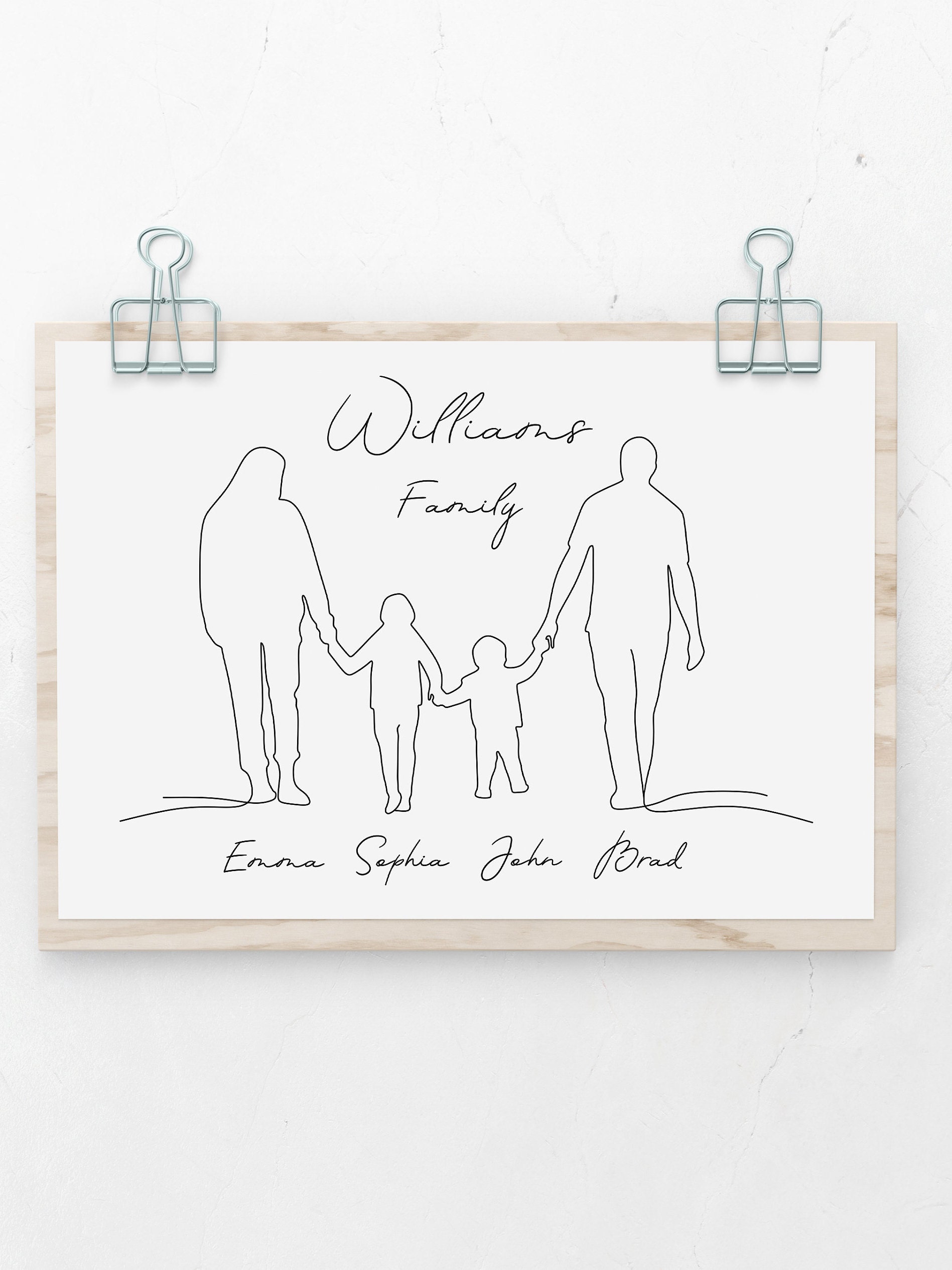 Personalized Family Line Art Print, Minimalist Home Decor (digital) - Etsy